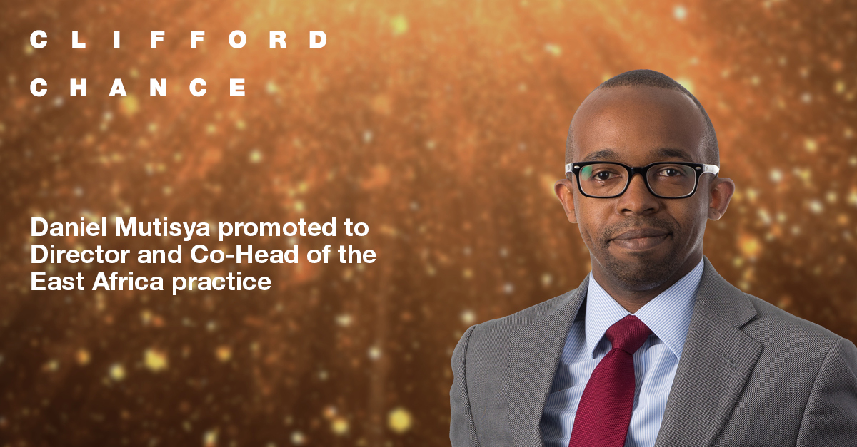 Daniel Mutisya promoted to Director and Co-Head of the East Africa practice