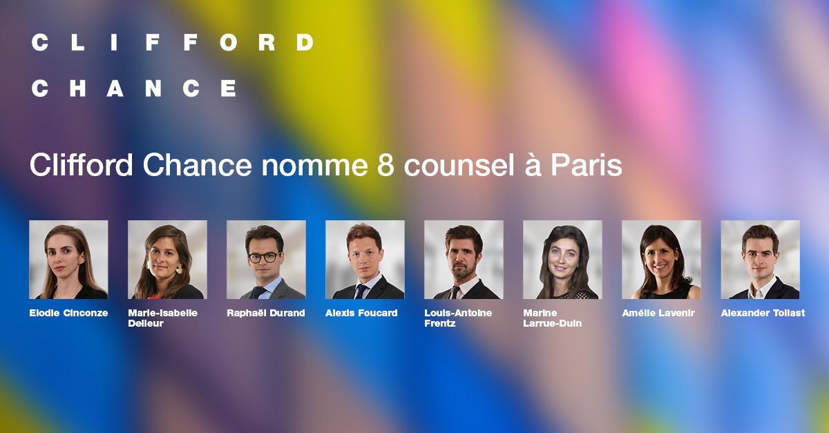 Clifford Chance nomme 8 counsel à Paris